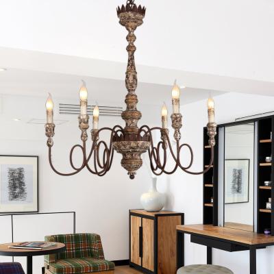 China Wood frame Iron chandelier for indoor home lighting fixtures (WH-CI-62) for sale