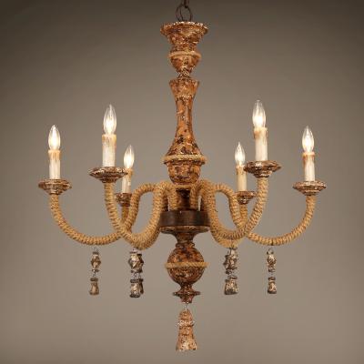 China Rustic wood and iron chandelier for indoor home Lighting (WH-CI-68) for sale