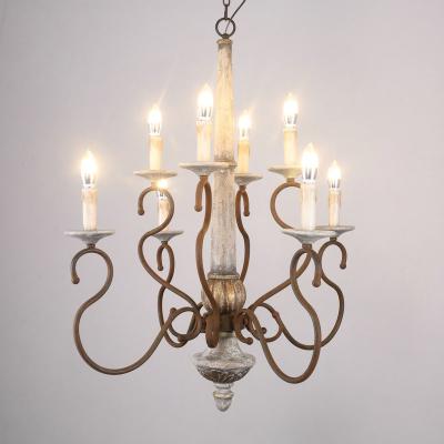 China Wood plank chandelier with Iron Arm Material for home Lighting (WH-CI-70) for sale
