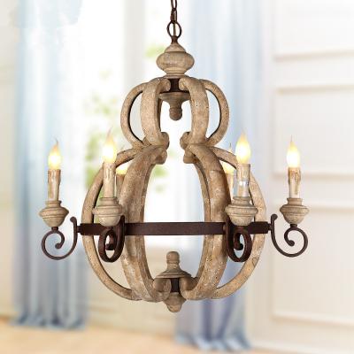 China Wood cage Iron chandelier for indoor home lighting (WH-CI-73) for sale
