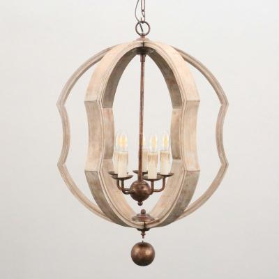 China Metal and wood orb chandelier for indoor home lighting (WH-CI-77) for sale