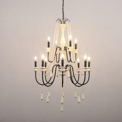 China Rustic country chandelier with wood beads pendant lamp fixtures (WH-CI-89) for sale