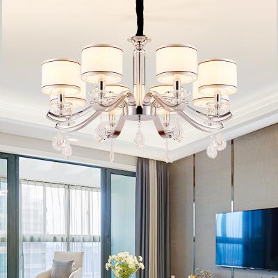 China Metal chandelier lighting 6/8/10 Lights with white lampshade light fixtures (WH-MI-66) for sale