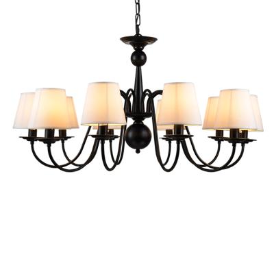 China Wrought iron ceiling chandelier lights Black Body Color with lampshade for home lamp (WH-CI-93) for sale