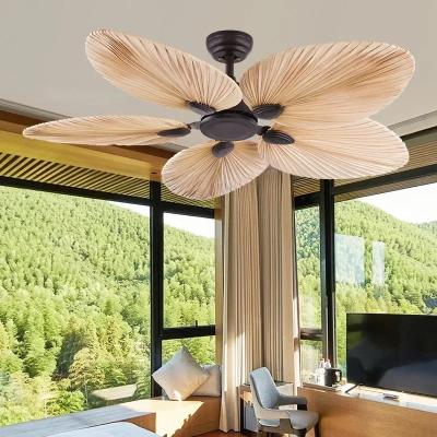 China American Retro Living Room Restaurant Ceiling Fan Light Remote Electric Fan Light Banana Leaf Fan Lamp(WH-VLL-31) for sale