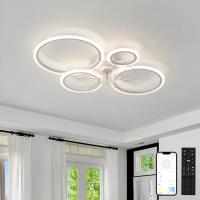 China Bedroom Kitchen Lights Black White Multi ring lamp samrt Led Low Noise Ceiling Fan Chandelier (WH-CLL-53) for sale