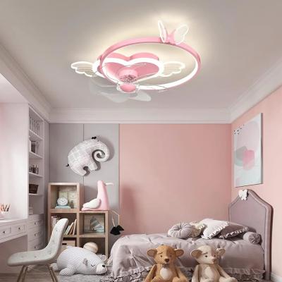 China Quiet Fan Ceiling Light with Remote 6 Speeds Led Dimmable pink Kids Ceiling Fans with Lights(WH-CLL-54) for sale