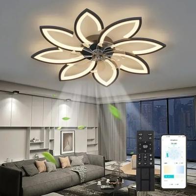 China Remote Control Living Dining Table Room Bedrooms Fan Lighting Fixtures Petals led Ceiling fan light(WH-CLL-57) for sale