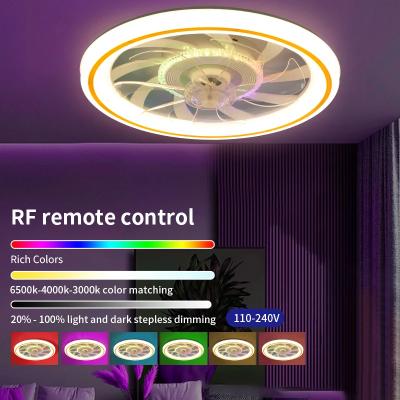 China Dimming Indoor Bedroom Living Room Dining Modern Thin RGB Remote Control LED Ceiling Fan Light(WH-CLL-62) for sale