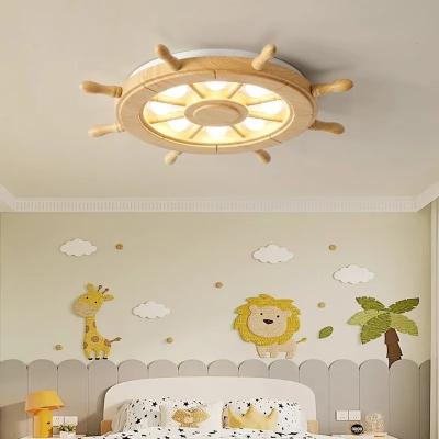 China Living room Children's room walnut raw wood invisible fan light Rudder Ceiling fan light (WH-CLL-63) for sale