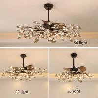 China RC dimmable rotated forward and reverse for living room Branch firefly ceiling fan lamp(WH-CLL-66) for sale