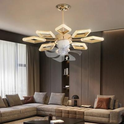 China Dimmable Luxury Dinning Room LIving Room Chandelier Fan Crystal Led Ceiling Fan Lamp with Light (WH-CLL-67) for sale