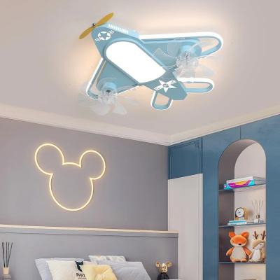 China Study Dining Living Bedroom Indoor Children's Room Dimmable LED airplane Ceiling Fans with lamp(WH-CLL-76) for sale