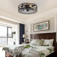 China study room Bedroom Fans Light Loft Black iron net Industrial Ceiling Fan Lamp (WH-CLL-78) for sale