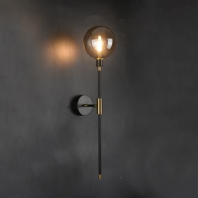 China Home Bedside Wall Light Fixtures Black Iron Glass Ball Wall Lamps(WH-VR-152) for sale