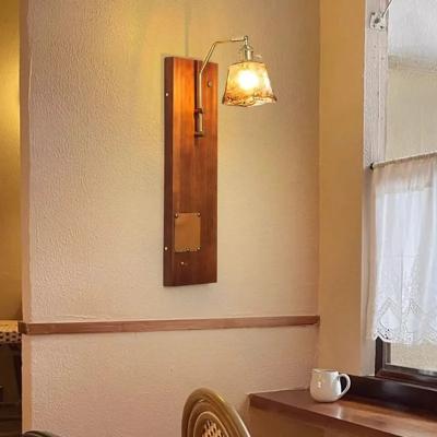 China Art Creative Bedroom Foyer Lighting Japan Retro Glass Wood Wall Lamp(WH-VR-155) for sale