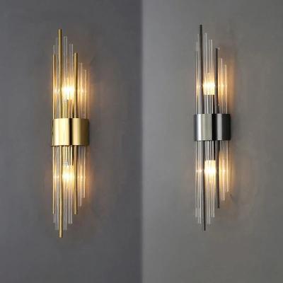 China Bedroom Bedside Stairs LED Gold black strip crystal Wall Light (WH-VR-156) for sale