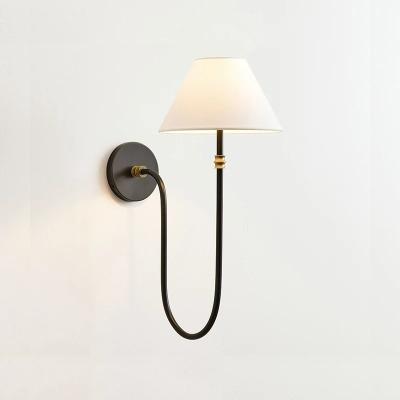 China Retro Balcony Rural Bedroom Bedside Study Fabric Lampshade Collins Wall Light(WH-OR-261) for sale