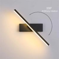 China 330° Rotatable LED Wall Light Minimalist black Bathroom Strip mirror front light(WH-MR-81) for sale