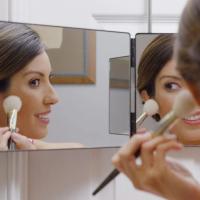China 360 Degree Mirror with LED 3-Way Mirror Hair Self Cutting 3 Sides Folding Makeup Mirror with light(WH-MR-86) for sale