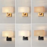 China USB Wall Lights with Switch Rectangle White Yellow Fabric mirror front light(WH-MR-95) for sale