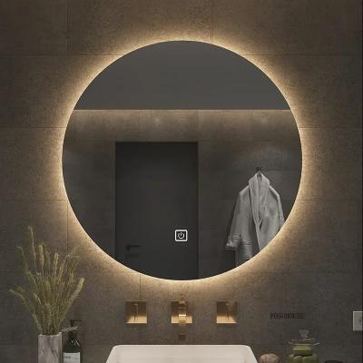 China LED Round Smart Bath Mirrors Toilet Vanity Makeup Mirror with Light Anti-fog Touch Sensor Luminous Mirrors(WH-MR-100) for sale