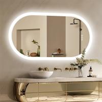 China Dimmable 3 Colors Anti-Fog Light Memory IP65 CRI95 Large Wall Mounted Oval Mirror with lamp(WH-MR-102) for sale