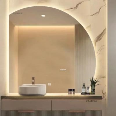 China Nordic Semicircular Bath Mirrors Wall-mounted Smart Mirrors with lamp(WH-MR-103) for sale
