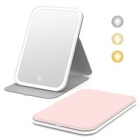 China Rechargeable Vanity Mirror Desk Folding Cosmetic Travel Makeup Mirror With LED Light (WH-MR-106) for sale