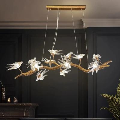China Luxury Branch Chandelier Glass Bird Crystal Led Ceiling Chandelier For Dining Room Bedroom Hotel Vintage Living Room Chandelie (WH-VP-314) for sale