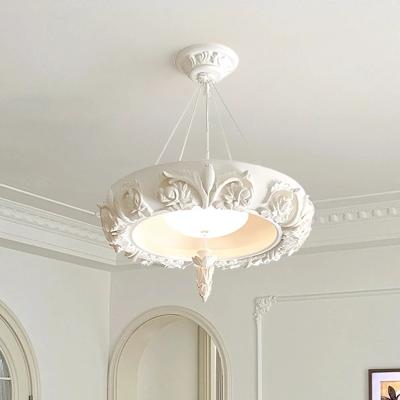 China French Classical Led Chandelier White Resin Gypsum Rounded Pendant lamp Vintage Chandelier (WH-VP-315) for sale