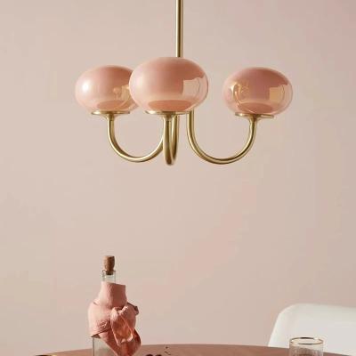 China Mid century pink glass chandelier Creative Bauhaus light Vintage girl room decor light (WH-VP-319) for sale