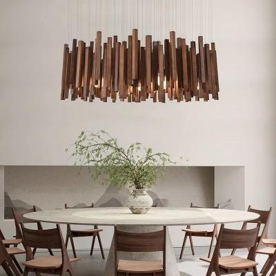 China Dining Living Room Farmhouse Kitchen Table Solid Wood Led Pendant Chandelier Lamp Retro Wooden Hanging Chandelier (WH-VP-320) for sale