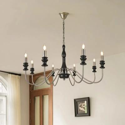 China Bedroom Foyer Dining Room Lighting Fixtures French Retro Style Iron Wood LED Decor Home Chandelier (WH-VP-324) for sale