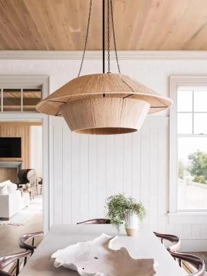 China Wabi Sabi Style Japanese Simple Creative Living Room Dining Room Homestay Handmade Woven  Rope Lamp Retro Pendant Light (WH-VP-355) for sale