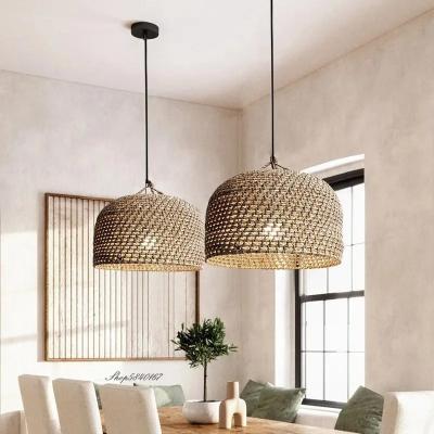 China rustic hanging lamp Dining Room Kitchen Wabi sabi Jute Rope Pendant Lights(WH-WP-105) for sale
