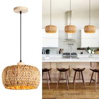 China Bedroom Bedside Light Decors Home Vintage Bamboo Rattan Woven LED Pendant Light(WH-WP-118) for sale