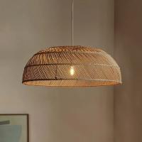 China Rural Pastoral Lamps Dining Room Handmade Vintage Southeast Asian Semicircle Rattan Lamp(WH-WP-122) for sale