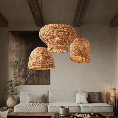 China Loft Lamps Restaurant Decor Vintage Woven Rattan Wabi-sabi Style Pendant Lights(WH-WP-129) for sale
