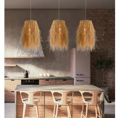China Cafe Lighting Decorative Bedroom Bedside Lamps Retro Hand-woven Art Rattan Pendant Lamp(WH-WP-134) for sale