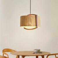 China kitchen island light Living room Bedroom Japanese Wabi Sabi style Solid Wood  Rope Pendant Light(WH-WP-150) for sale