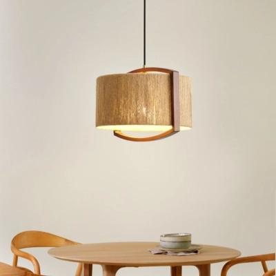 China kitchen island light Living room Bedroom Japanese Wabi Sabi style Solid Wood  Rope Pendant Light(WH-WP-150) for sale