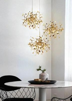 China Nordic Modern Personality Stainless Steel Chrome Leaf LED Chandelier Argent Pendant（WH-AP-632） for sale