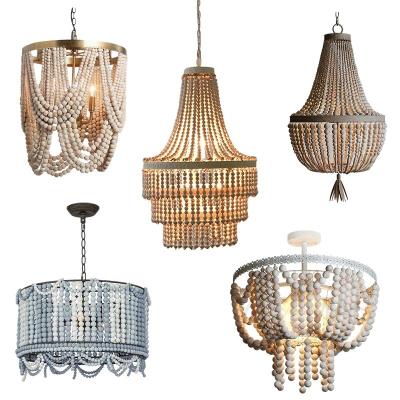 China Gold Chandelier Wooden Beaded Lighting Fixture Fringe Hanging Light Silas Chandelier （WH-AP-652） for sale