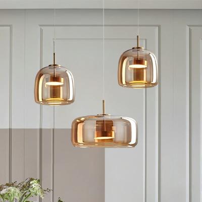 China Nordic Glass Led Pendant Light Light Luxury Smoke Grey Hanging Light（WH-AP-677） for sale