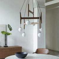 China Retro Multi Head glass chandelier ASTRA Wood Pendant Light (WH-GP-180) for sale