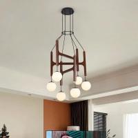 China Retro Multi Head glass chandelier ASTRA Wood Pendant Light (WH-GP-180) for sale