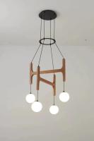 China Retro Multi Head glass chandelier ASTRA Wood Pendant Light (WH-GP-180) for sale