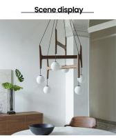 China Retro Multi Head glass chandelier ASTRA Wood Pendant Light (WH-GP-180) for sale