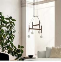 China Retro Multi Head glass chandelier ASTRA Wood Pendant Light (WH-GP-180) for sale